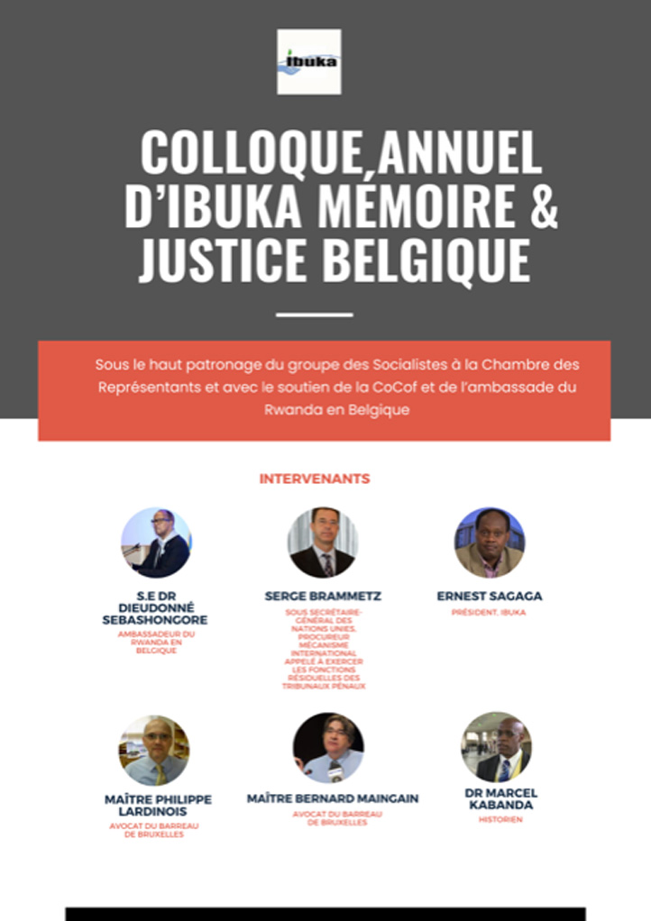 Colloque annuel d’Ibuka Mémoire & Justice (Belgique): Intervenants ...
